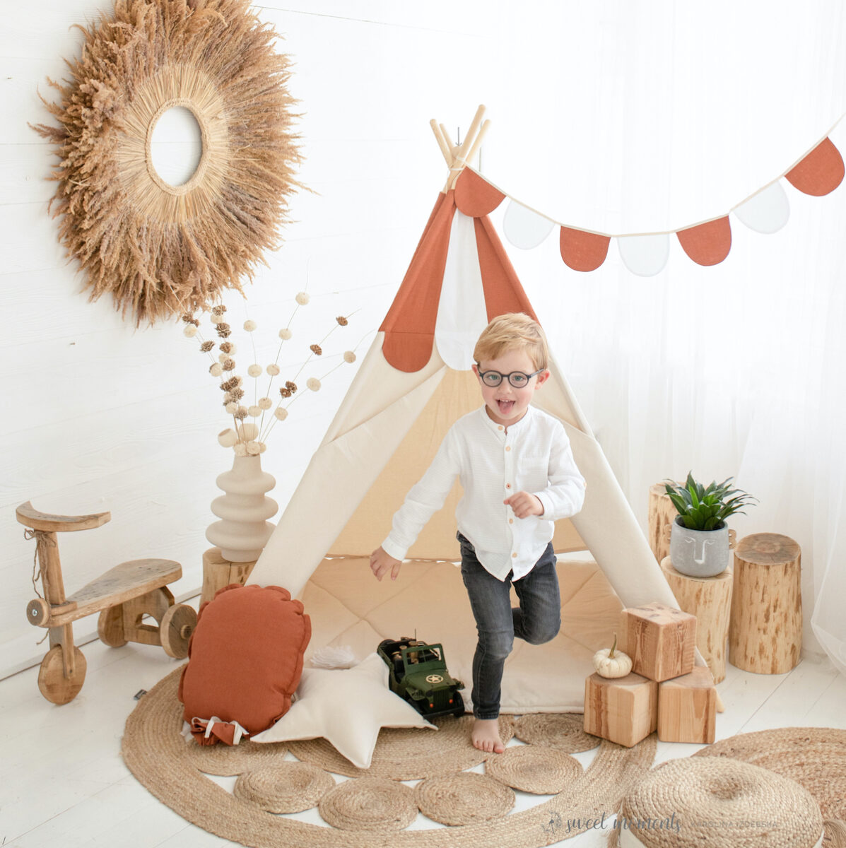 Tipi Zelt Candy Red, Tipi Spielzelt für Kinder mit Gepolsterter Decke ...