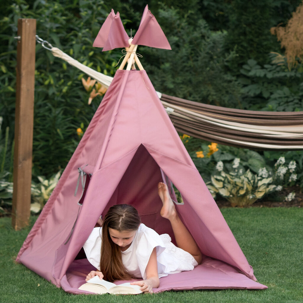 Tenda Tipi resistente all'acqua Rosa scuro, Tipi da esterno e da interno Giardino - Cozy & Dozy