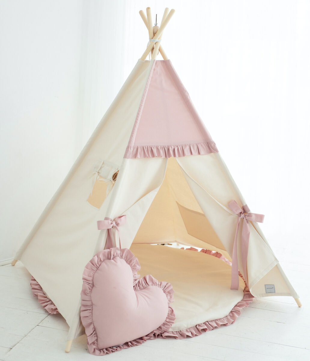Tipi Tent Pink Frill, tipi set 5 el. - Cozy & Dozy