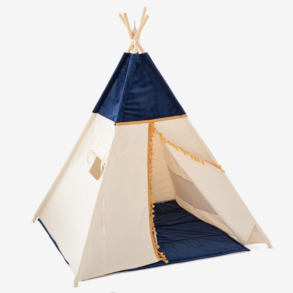 Tipi tent Blue Sea, velvet tipi with window - Cozy & Dozy