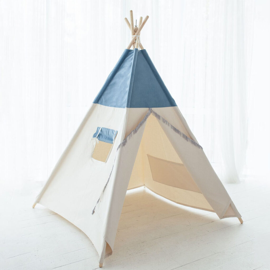Tipi tent Blue Sea, velvet tipi with window - Cozy & Dozy